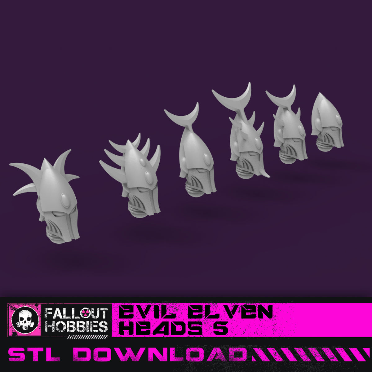 Evil Elven Heads 5 STL File Download – Fallout Hobbies